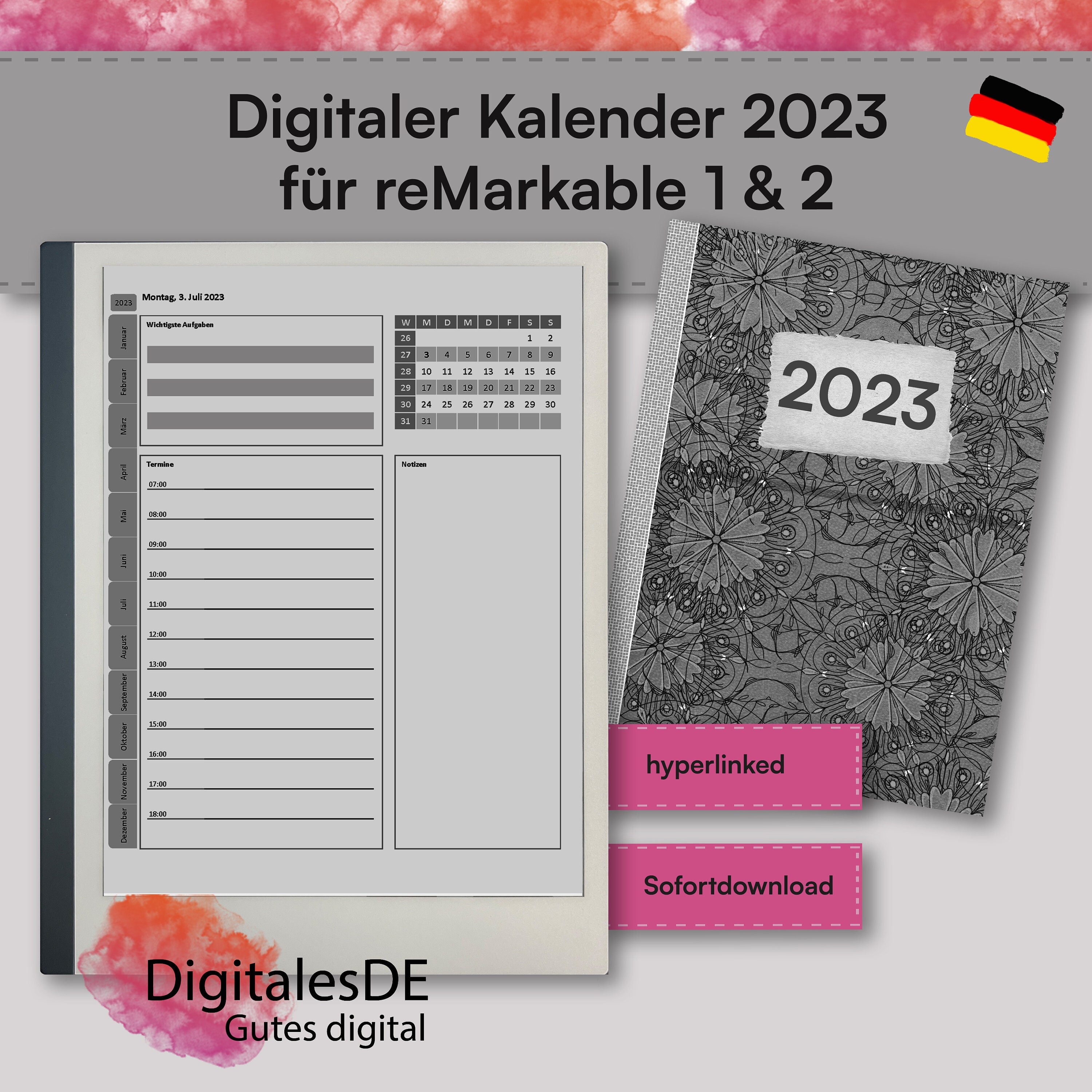 Digital Calendar 2023 for Remarkable 1 & Remarkable 2 in - Etsy