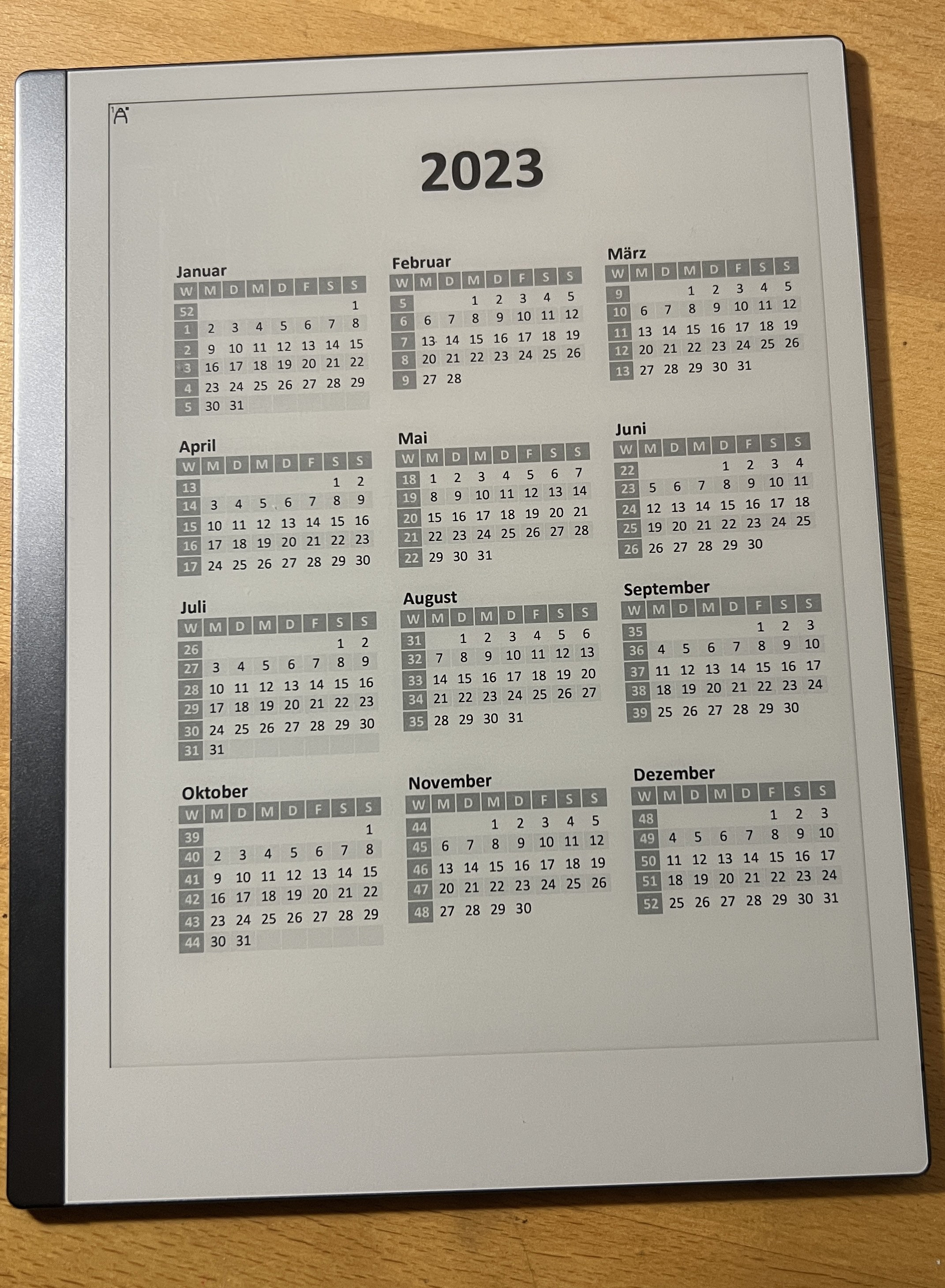 Digital Calendar 2023 for Remarkable 1 & Remarkable 2 in - Etsy