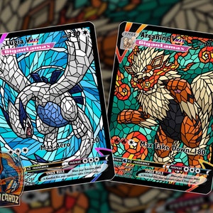 Arcanine & Lugia VMAX Custom Pokemon Card Top Quality Mosaic Style Set ...