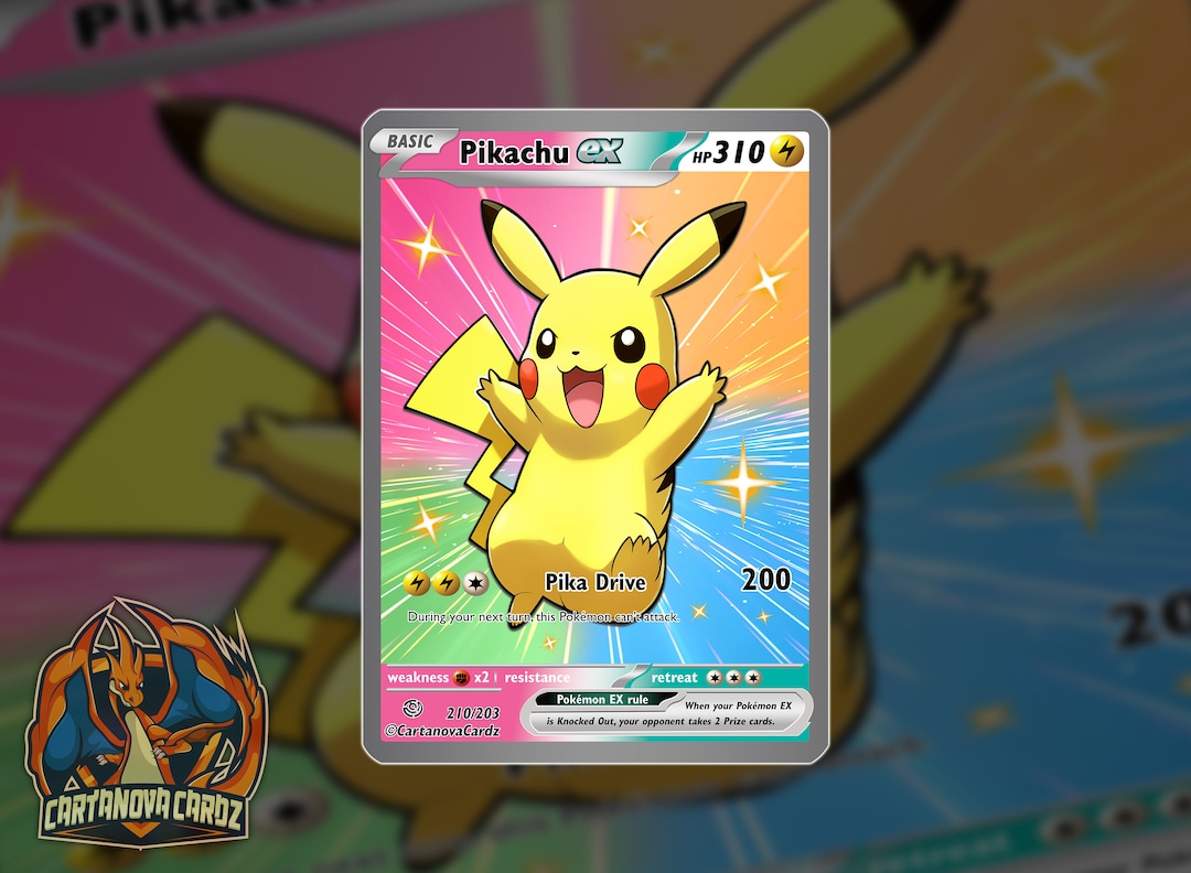 Pikachu Rainbow Custom Pokemon Card Top Quality Full Art - Etsy
