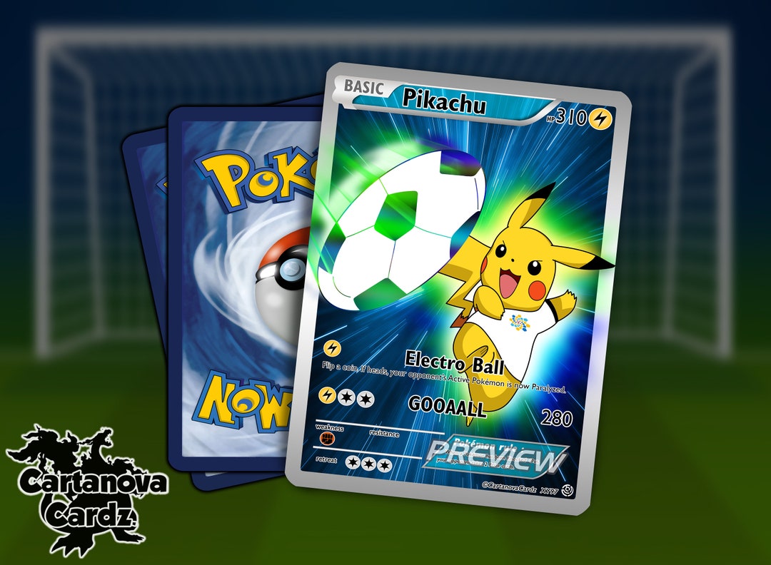 Carte Pokémon personnalisée Pikachu Soccer World Cup Foil Holographic ...