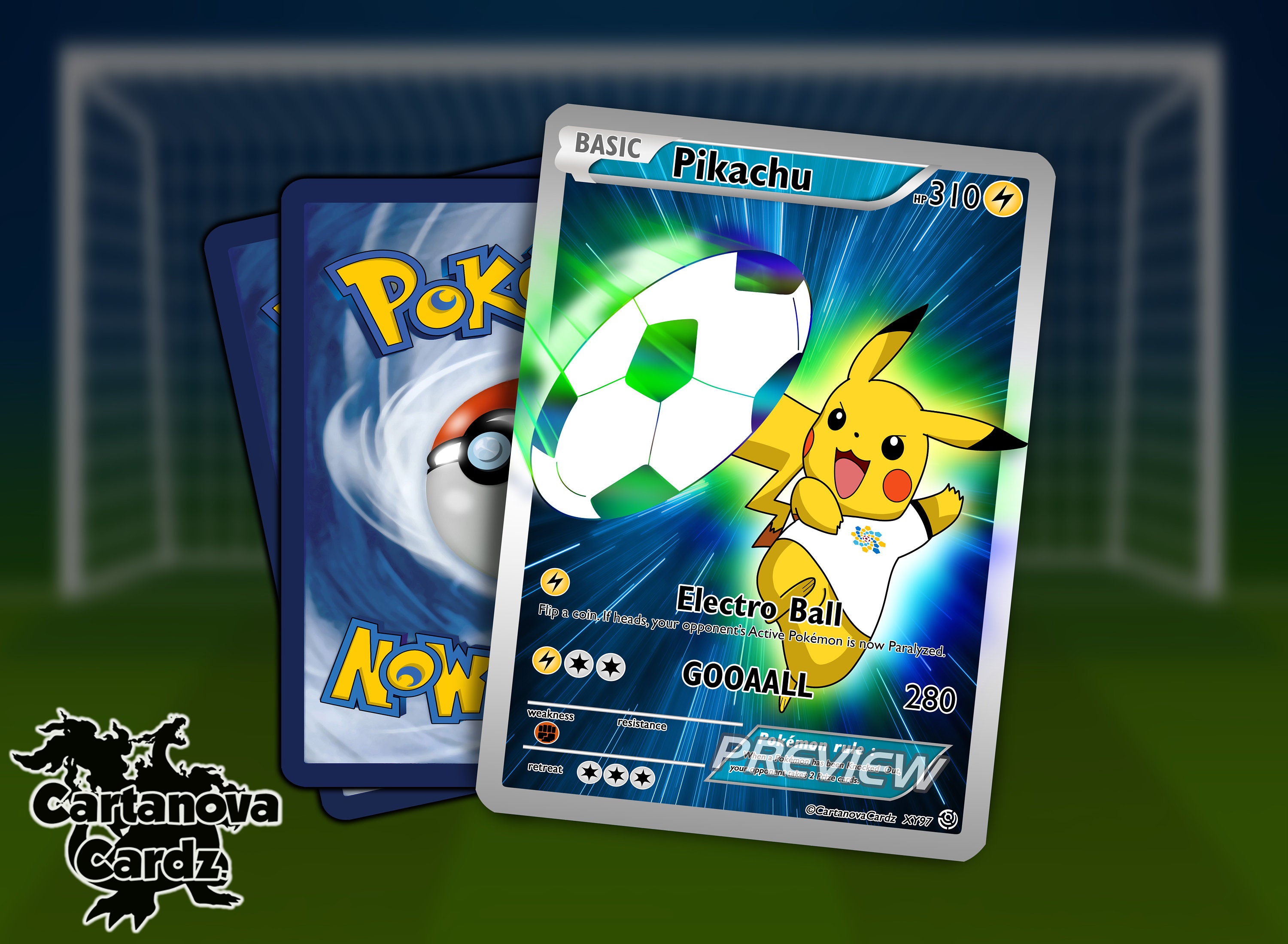 Custom Pokemon Card Pikachu Soccer World Cup Foil Holographic Top ...