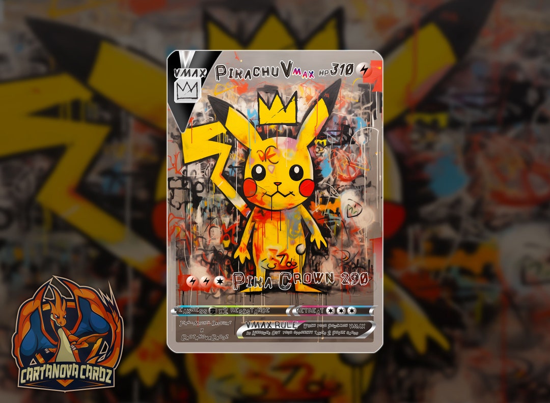 Pikachu Pop Art Jean-michel Basquiat Custom Pokemon Card Full Art Top ...