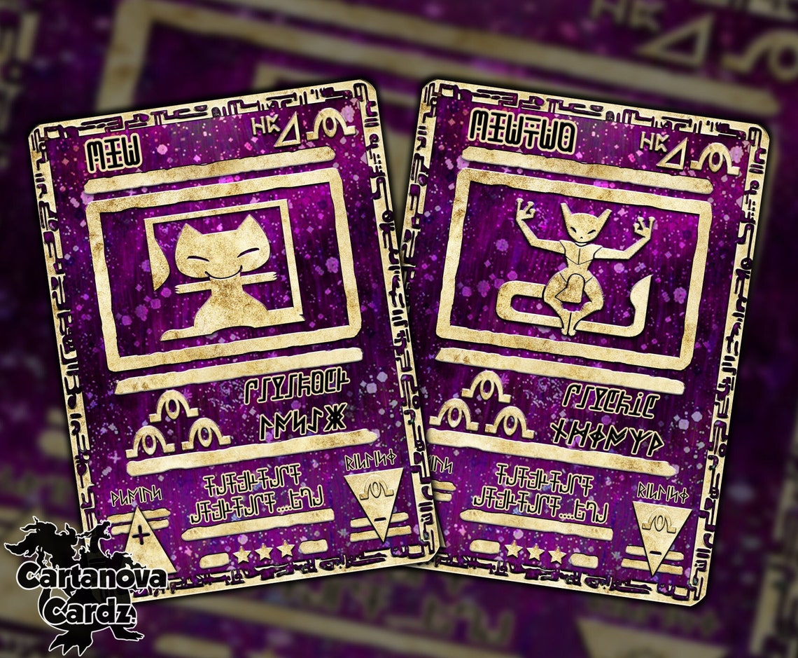 Mew & Mewtwo Ancient Origins Custom Pokemon Card Holographic - Etsy