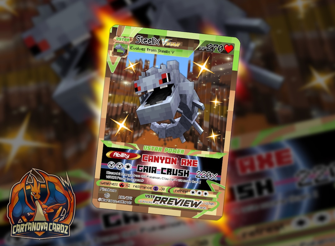 Pixelmon Steelix VSTAR Custom Pokemon Card Holographic Top Quality ...