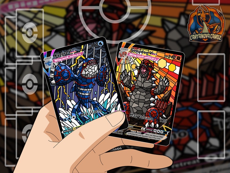 Groudon & Kyogre VMAX Custom Pokemon Card Top Quality Mosaic - Etsy ...