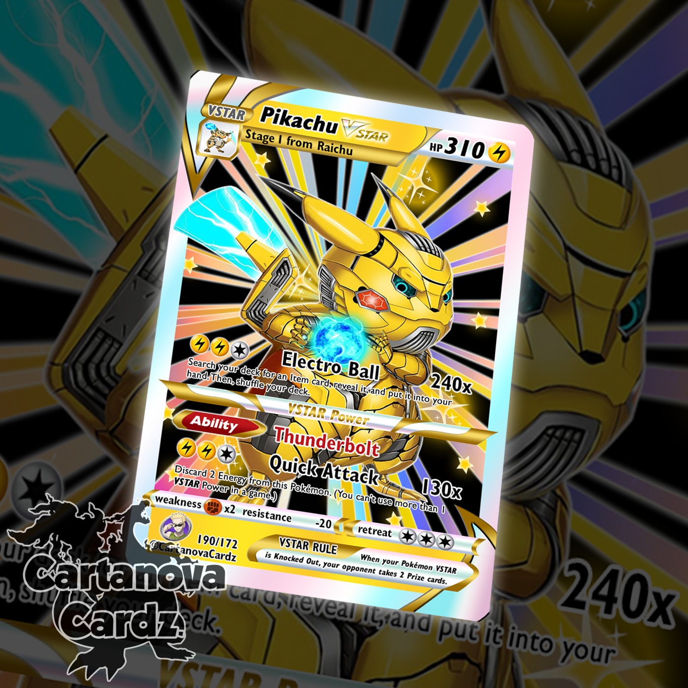 Mechapunks Pikachu & Raichu VSTAR Custom Pokemon Card Premium - Etsy