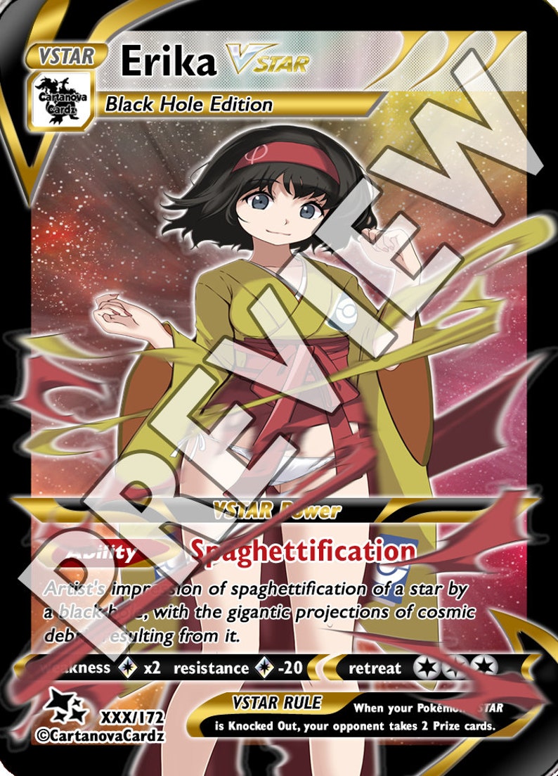 Erika V-star Set Waifu Black Hole Custom Pokemon Card Artist | Etsy Israel
