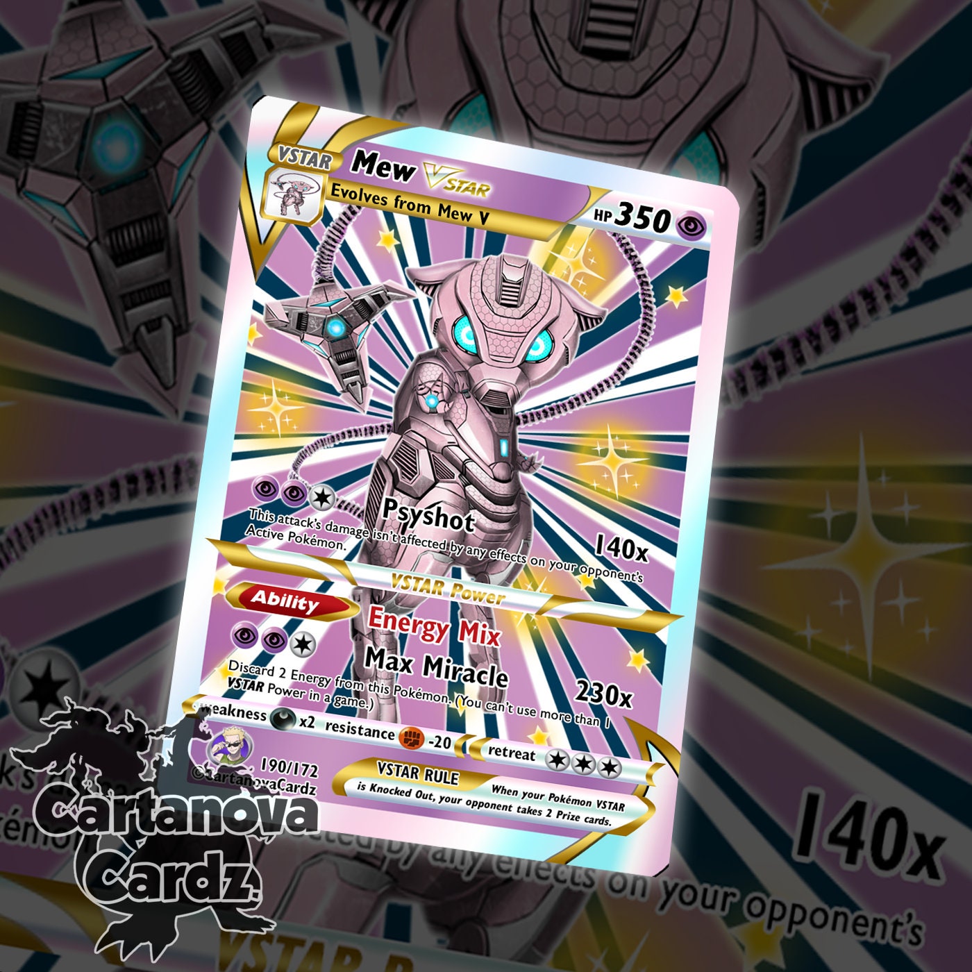 Mechapunks Mew Mewtwo & Shiny Mew VSTAR Custom Pokemon Card - Etsy UK