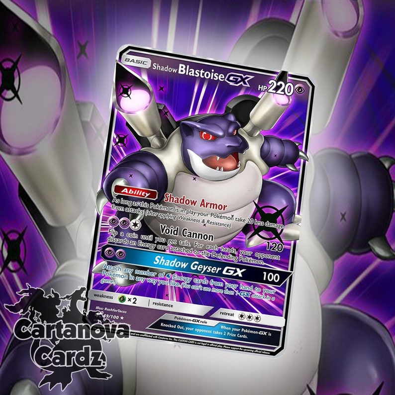 Shadow Blastoise Gx Custom Pokemon Card Hand Made Proxy Premium Quality ...