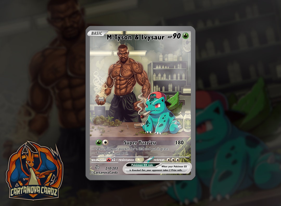 Mike Tyson & Ivysaur Custom Pokemon Card Top Quality Full Art ...