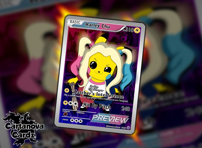 Pikachu Cosplay Harley Chu Custom Pokemon Card Holographic Top Quality ...