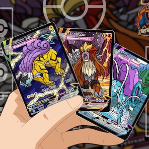 Entei Suicune & Raikou VMAX Custom Pokemon Card Top Quality Mosaic ...