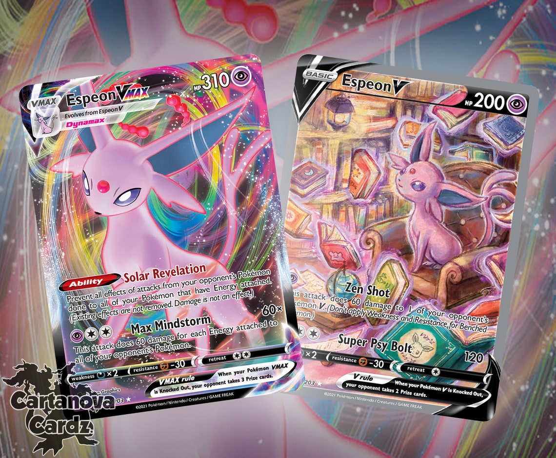 Espeon Vmax & Espeon V Proxy Pokemon Card Premium Quality Set - Etsy ...