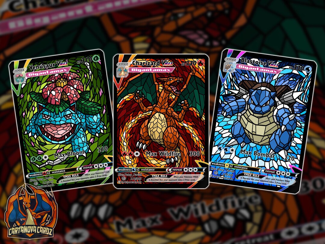 Charizard Blastoise & Venusaur VMAX Custom Pokemon Card Conjunto de ...
