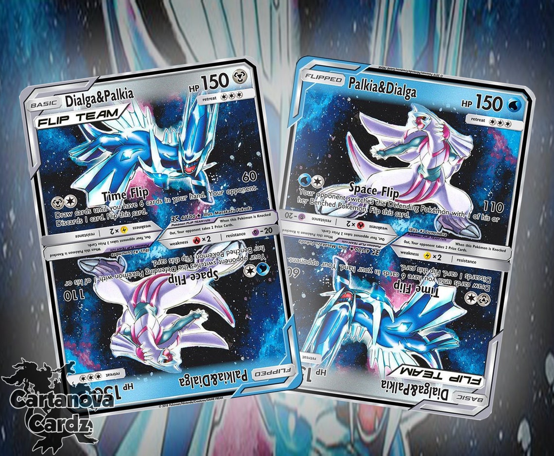 Dialga & Palkia Flip Team Custom Pokemon Card Premium Quality - Etsy