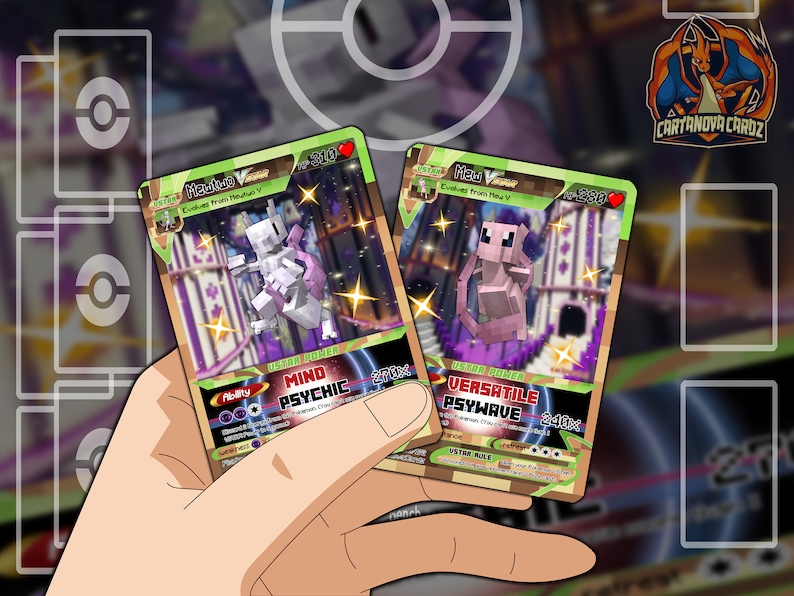 Pixelmon Mewtwo & Mew VSTAR Custom Pokemon Card Holographic - Etsy