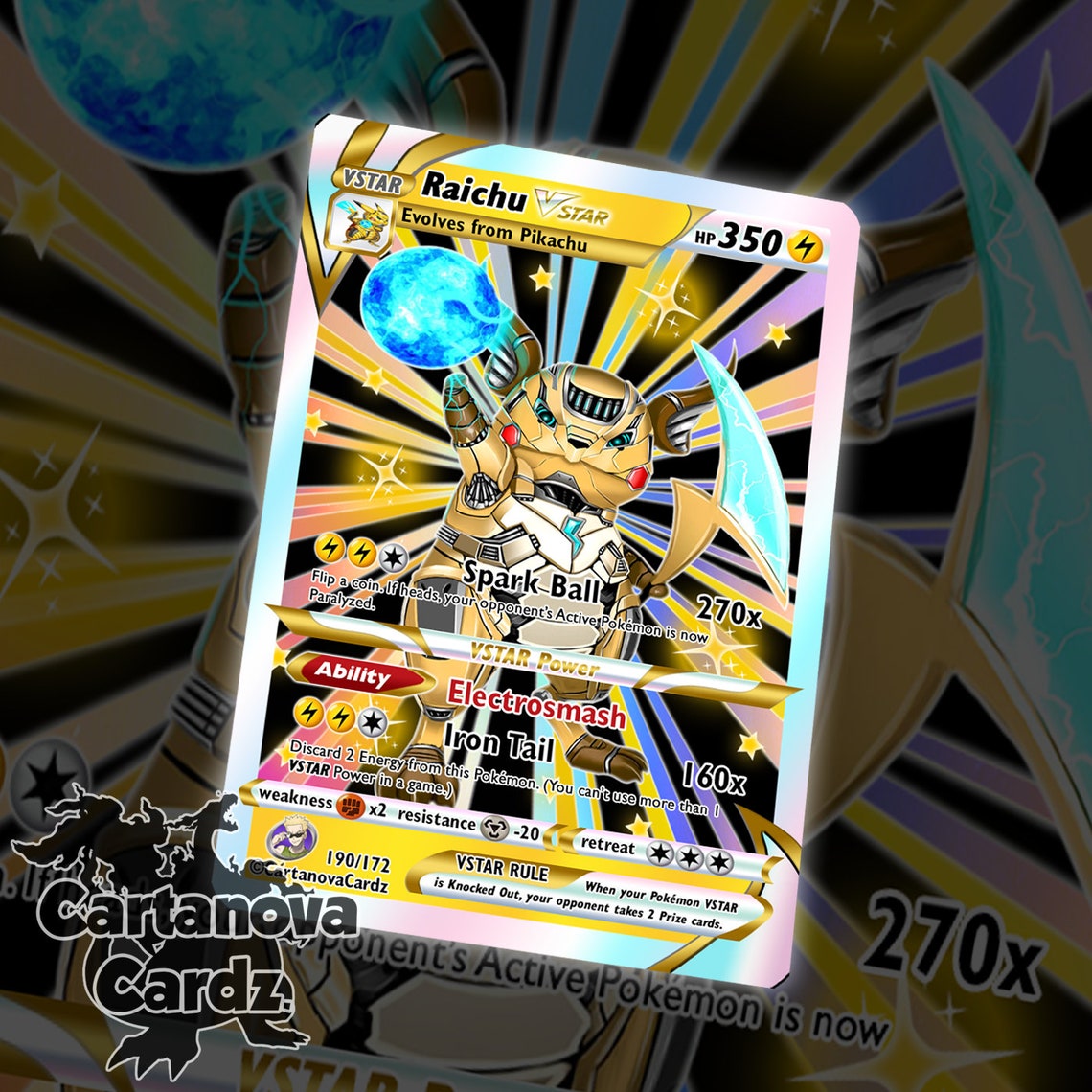 Mechapunks Pikachu & Raichu VSTAR Custom Pokemon Card Premium - Etsy