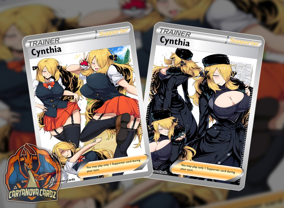 Trainer Cynthia Sexy Schoolgirl Custom Pokemon Card Top Quality Set X2