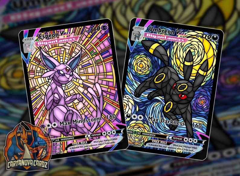 Umbreon & Espeon VMAX Custom Pokemon Card Top Quality Mosaic - Etsy