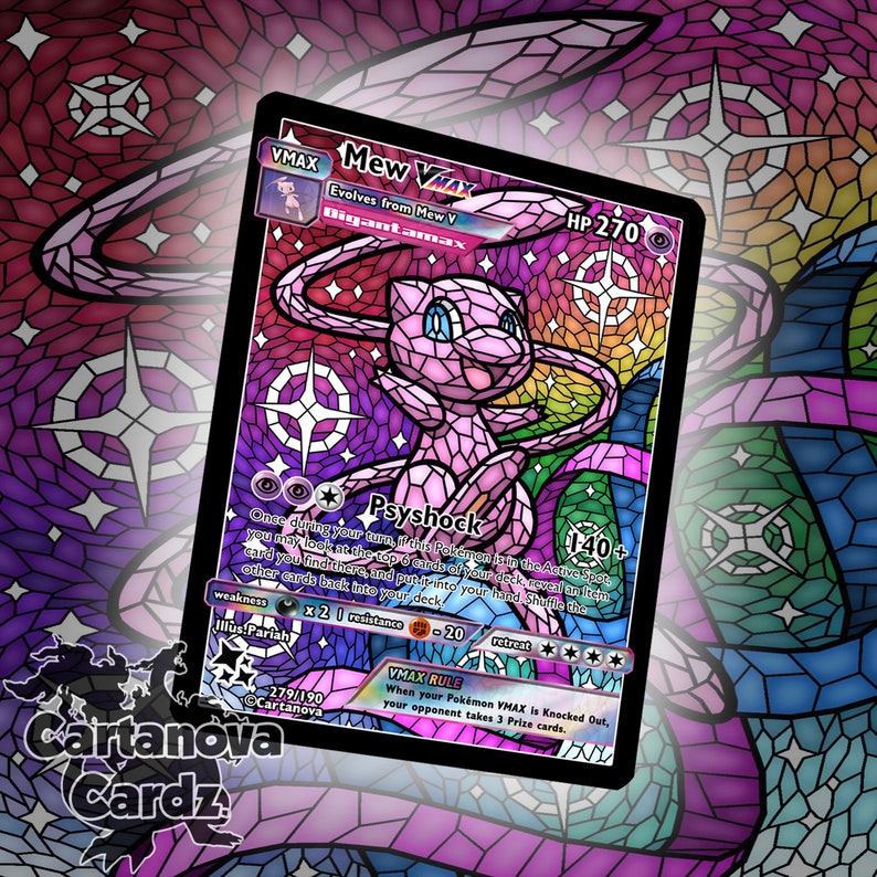 Mew Vmax Hybrid Custom Pokemon Card Mosaic Style Premium | Etsy Israel