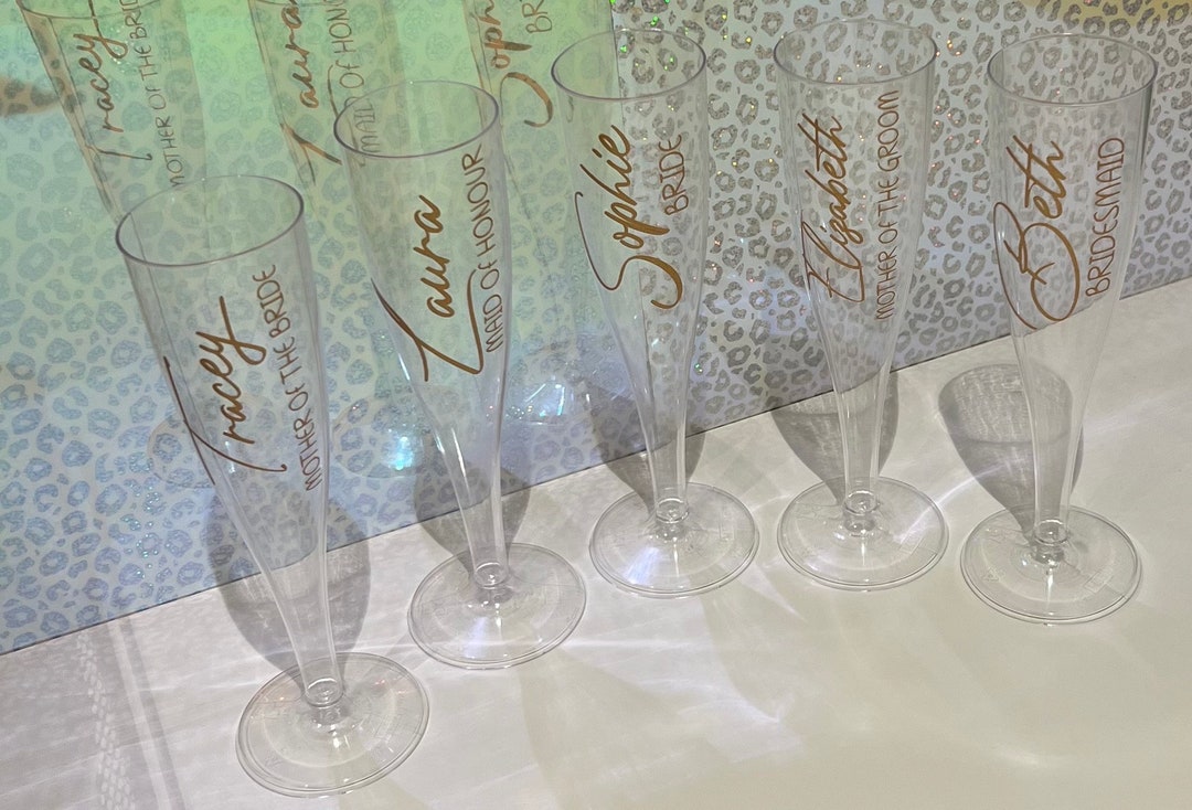 Personalised Plastic Champagne Flutes Hen/bridal Party Wedding Day ...