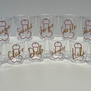 Personalised Willy Hen Do Plastic Shot Glasses Hen Party Bride Tribe I ...