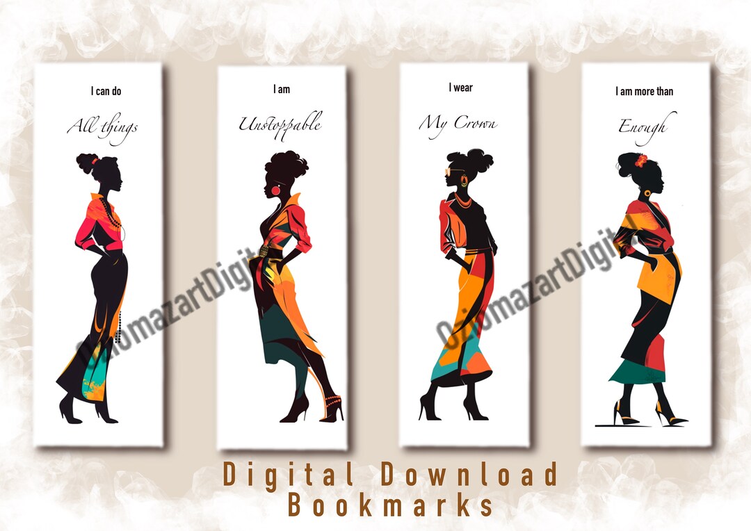 Black Woman Fashion Bookmarks: African Art, Affirmations (digital ...