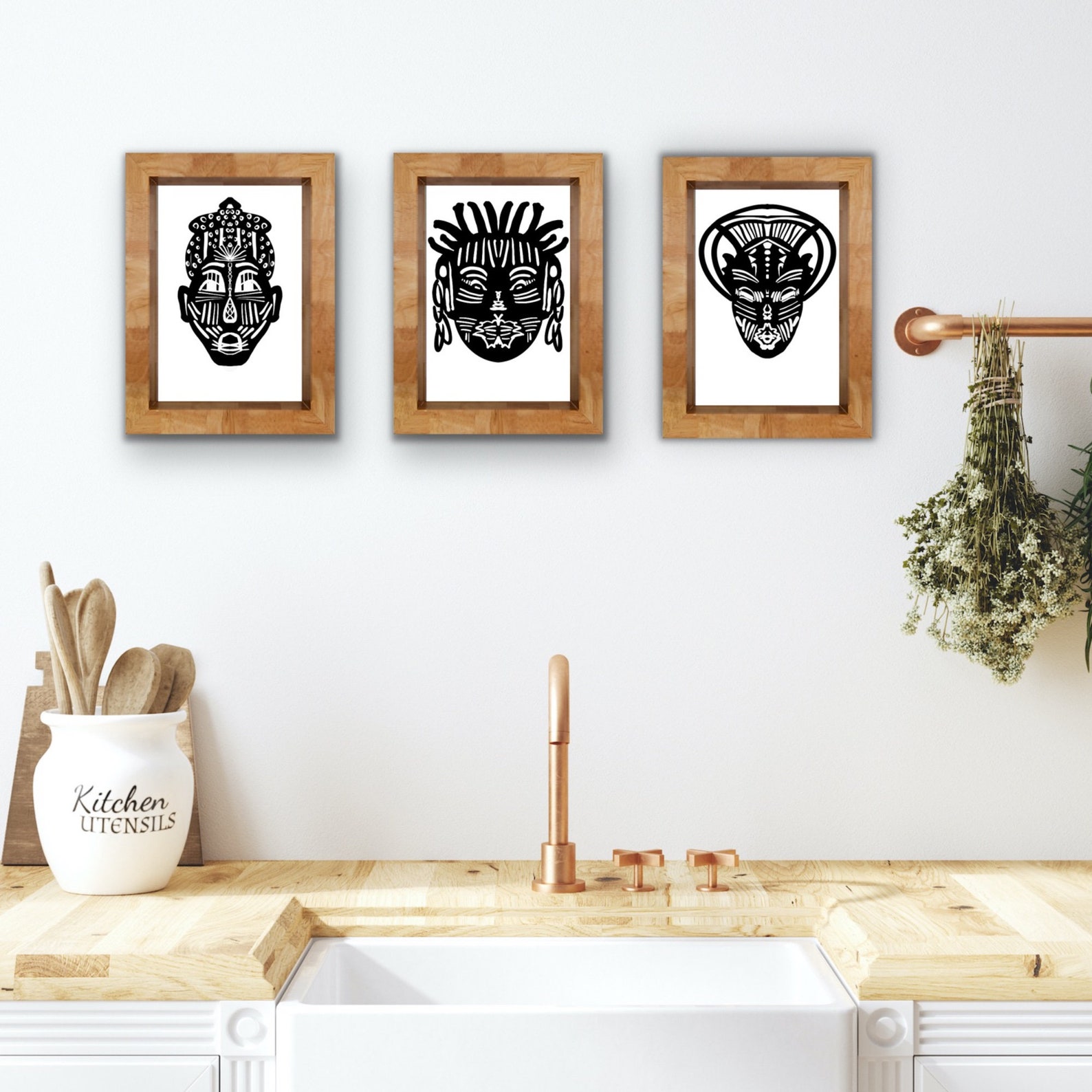 Printable Tribal Art Masks Bundle Set of 5, African Mask, Office Wall ...