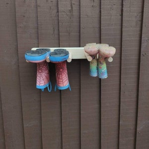 Oak Waxed Welly Rack, Wellington Wellies Wooden Rack Boot Holder Wall ...