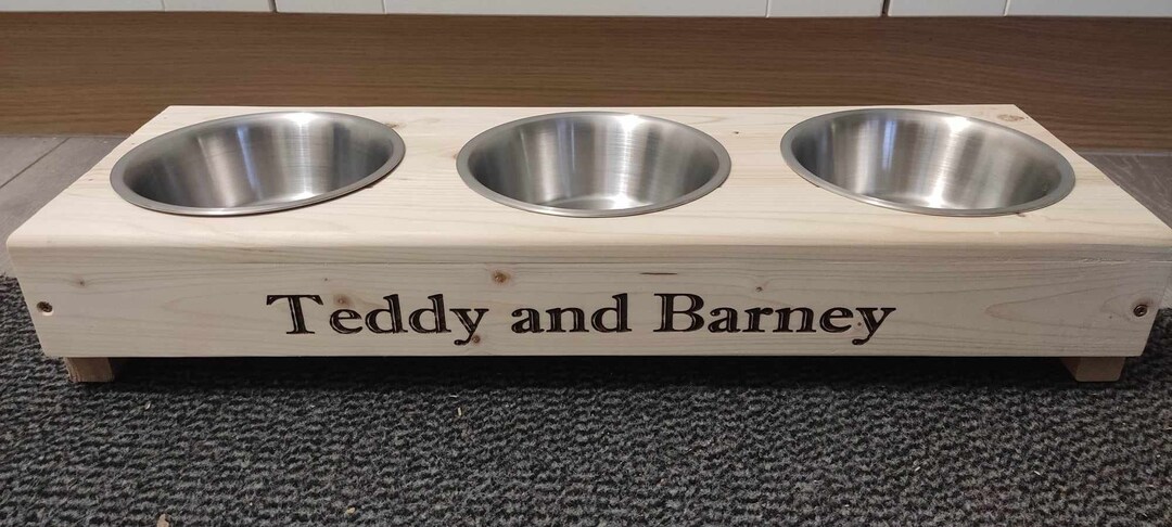 Personalised Wooden Dog Bowl Stand, Dog Food Bowl, Pet Food Bowl, Water ...