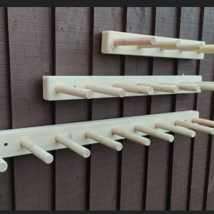 Oak Waxed Welly Rack, Wellington Wellies Wooden Rack Boot Holder Wall ...