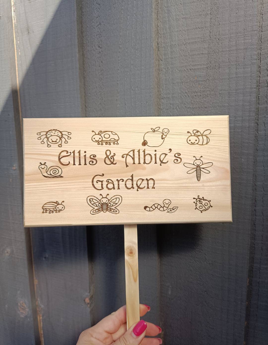 ANY TEXT Bug Hotel Sign Personalised Wooden Garden Sign Name Plaque ...