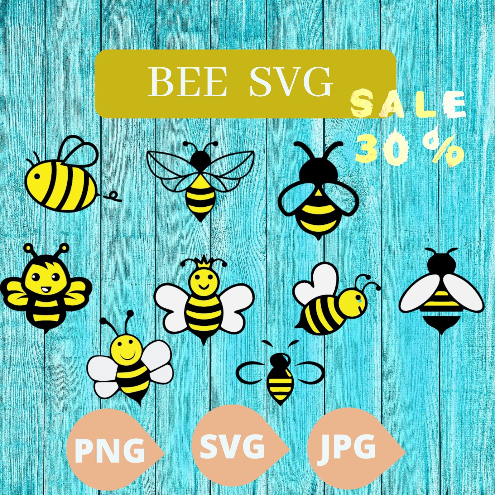 Bee SVG PNG Files for Cutting Machines, Digital Clipart, Bumble Bee ...