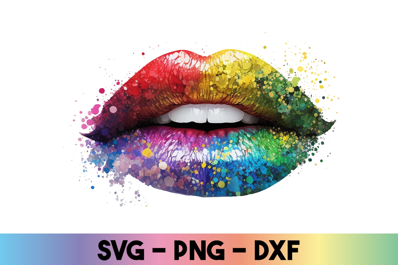 Rainbow Glitter Lips SVG, Rainbow Lips SVG, Colorful Lips Svg, Pride ...