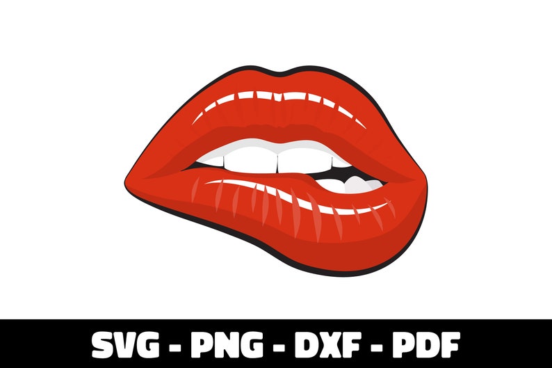 Red Lips Svg Cut File Cricut, Lip Bite Svg, Biting Lips Svg, Kiss ...