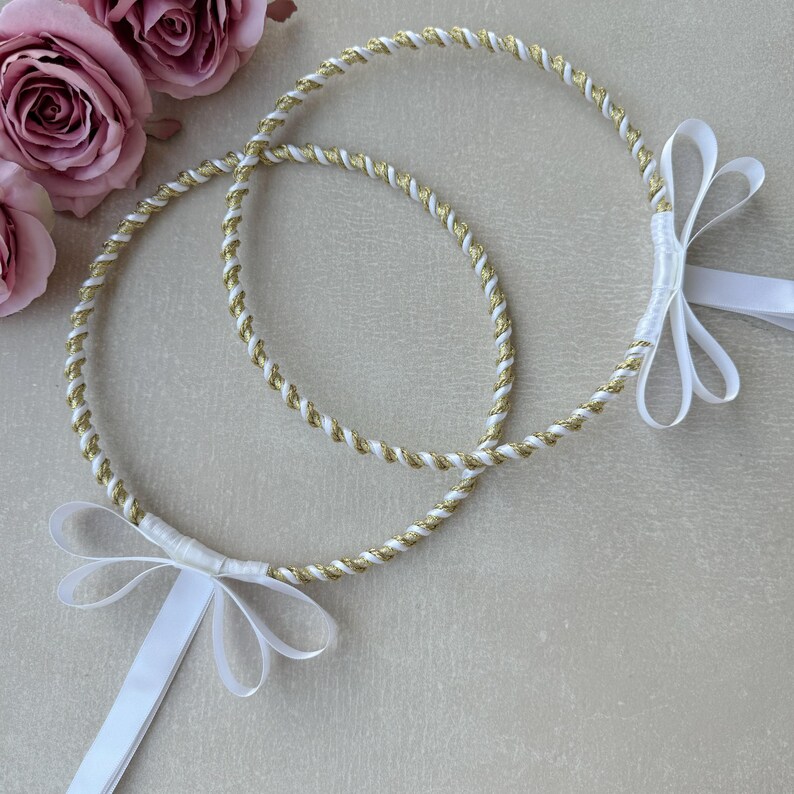 Stefana White and Gold, Orthodox Wedding Crown, Greek Orthodox Stefana ...