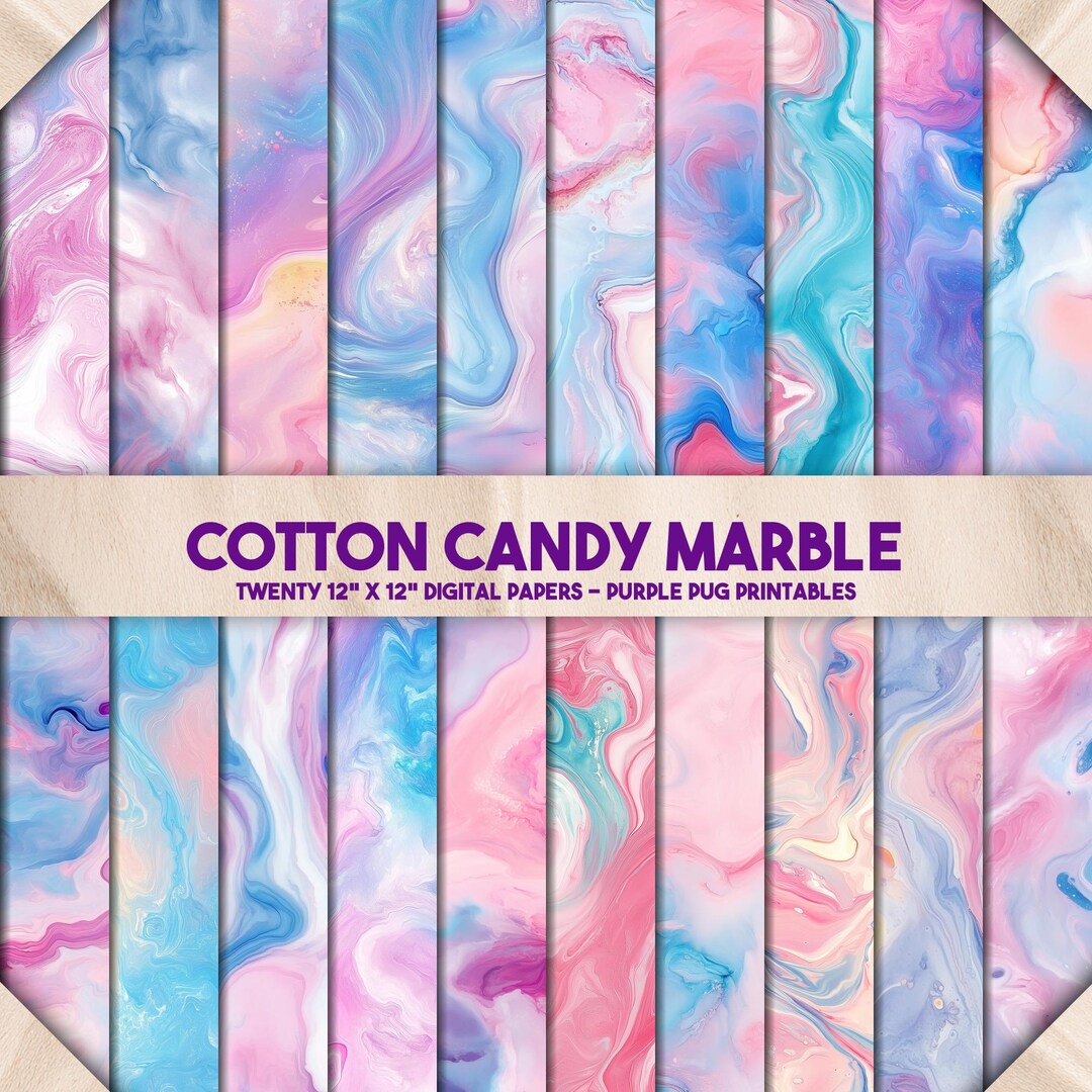 Cotton Candy Marble - Pastel Marble Swirl Digital Paper, Cotton Candy ...