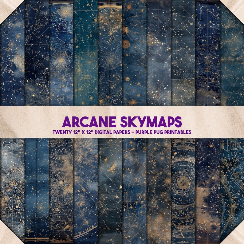 Arcane Skymaps | Celestial Digital Paper, Vintage Star Maps, Astrology ...