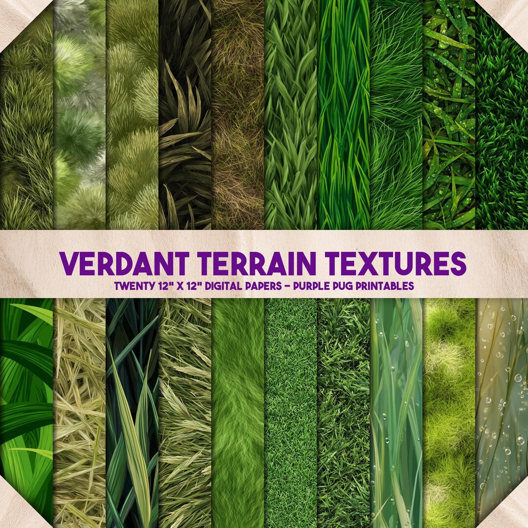 Verdant Terrain Textures - Seamless Grass Texture Digital Paper, Lawn ...