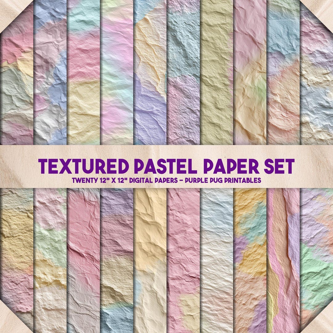 Textured Pastel Paper Set - Seamless Pastel Digital Paper, Soft Rainbow ...