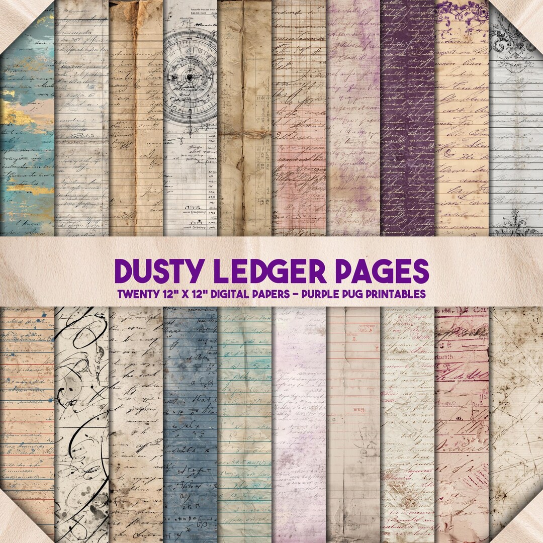 Dusty Ledger Pages - Vintage Ledger Paper, Aged Ephemera, Antique ...