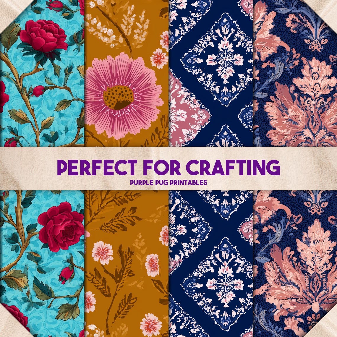 Bold Bohemian Set - Seamless Digital Paper Pack, Boho Floral Textures ...