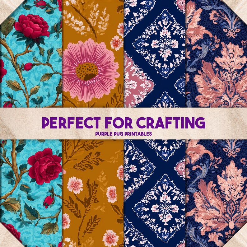 Bold Bohemian Set - Seamless Digital Paper Pack, Boho Floral Textures ...