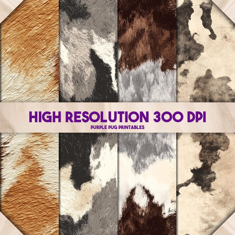 Cowhide Chic - Cowhide Digital Paper Pack, Western Texture Backgrounds ...