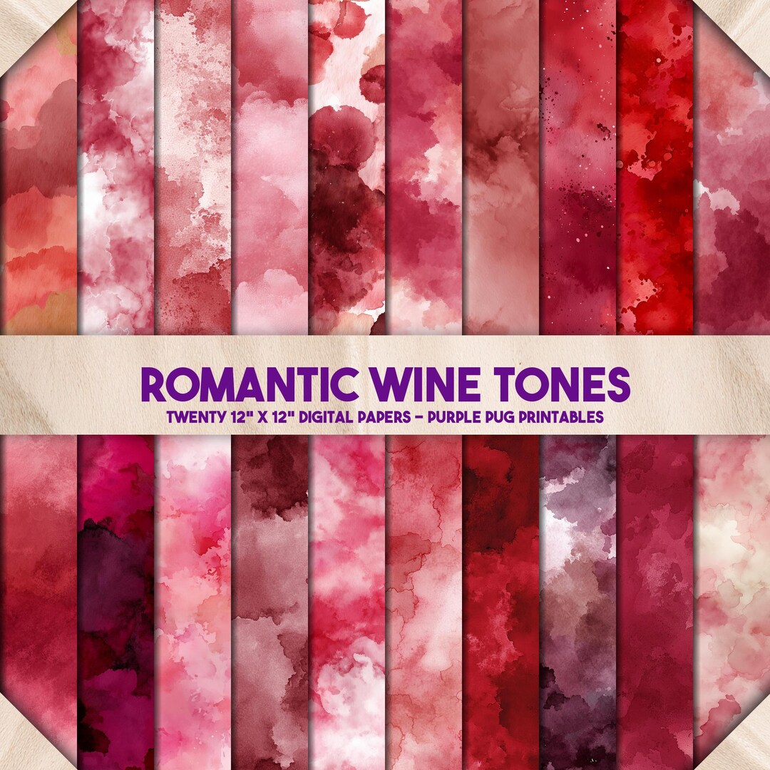 Romantic Wine Tones - Seamless Watercolour Digital Paper, Red Wine ...
