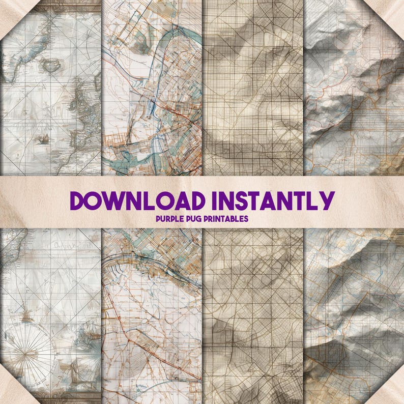 Weathered Maps - Antique Map Digital Paper Pack, Vintage Cartography ...