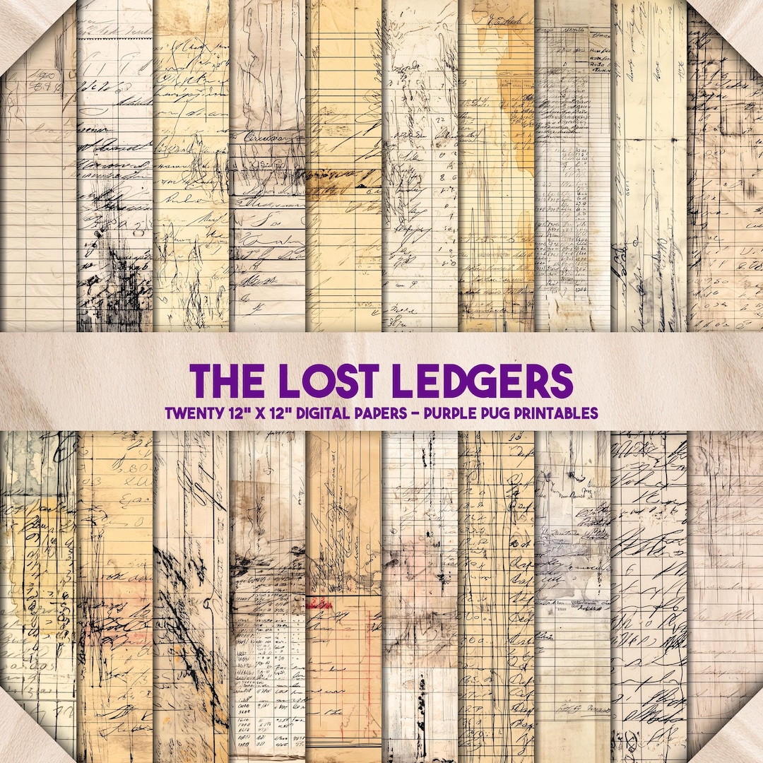 The Lost Ledgers - Vintage Ledger Digital Paper, Junk Journal Ephemera ...