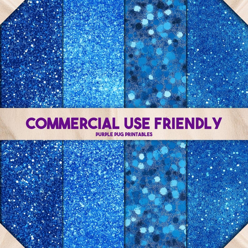 Blue Glitter Papers - Blue Digital Paper, Seamless Junk Journal ...