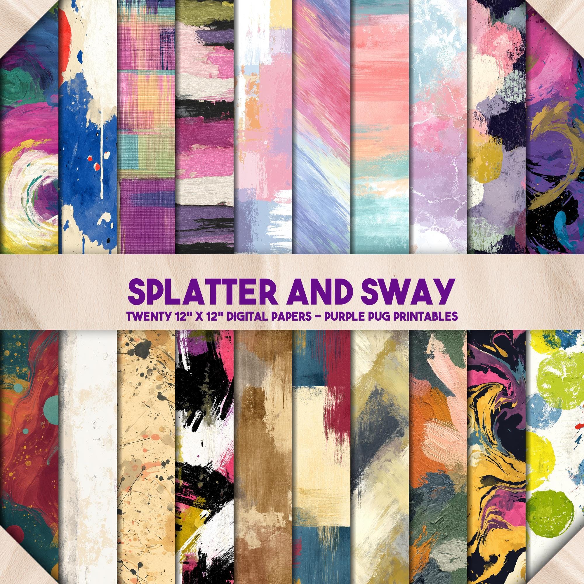 Splatter and Sway - Seamless Abstract Painterly Digital Paper, Mixed ...